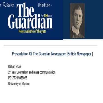 The Manchester Guardian history and Growth ppt | PPTX