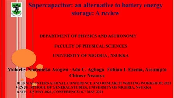 presentation on SUPERCAPACITOR | PPTX | Chemistry | Science