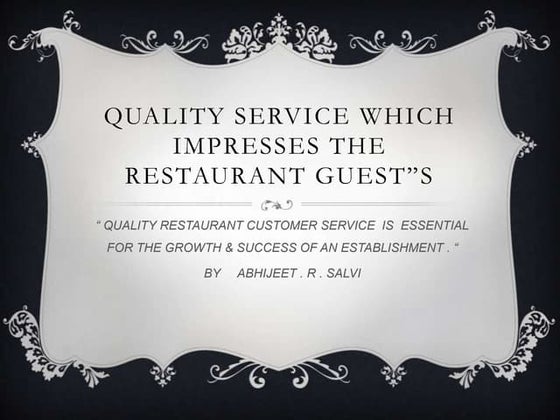 Sequence Of Service- Restaurants | PPT
