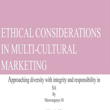 Ethical consideration in multicultural marketing | PPT