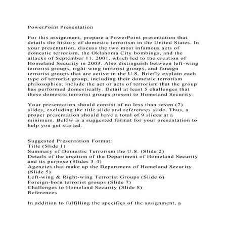 PowerPoint PresentationFor this assignment, prepare a PowerPoint.docx