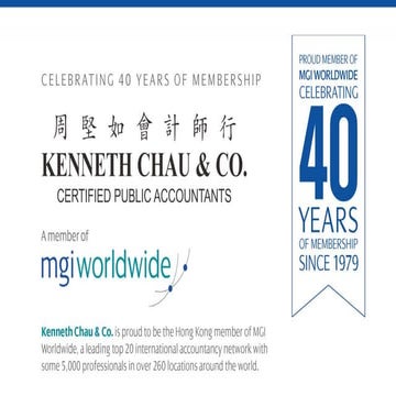 Kenneth Chau &Co. 40th Years membership with MGI Worldwide | PPT