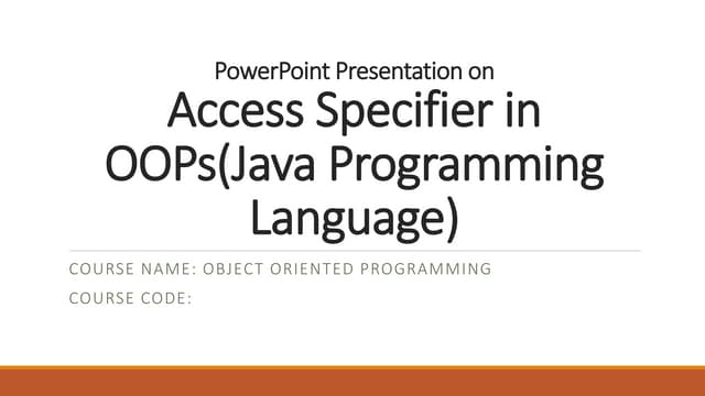 Power Point Presentation On Access Specifier In Oops Pptx Programming Languages Computing