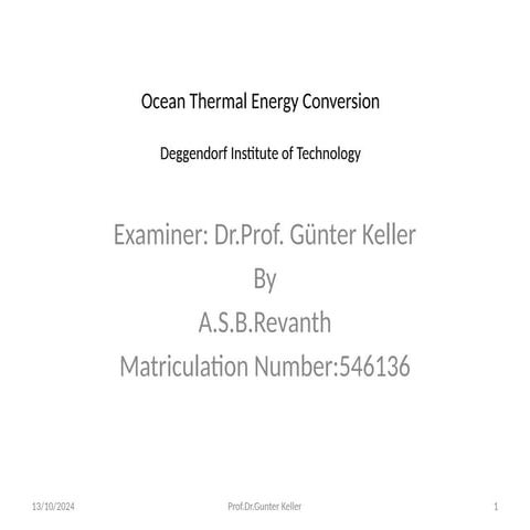 Ocean Thermal Energy Conversion | PPTX