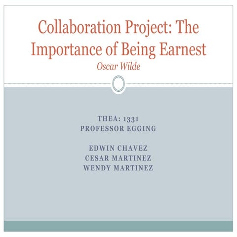 The Importance of Being Earnest | PPTX
