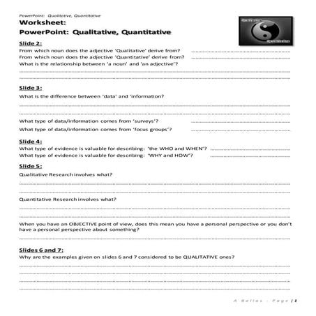 Worksheet: Qualitative, Quantitative (PowerPoint) | DOCX