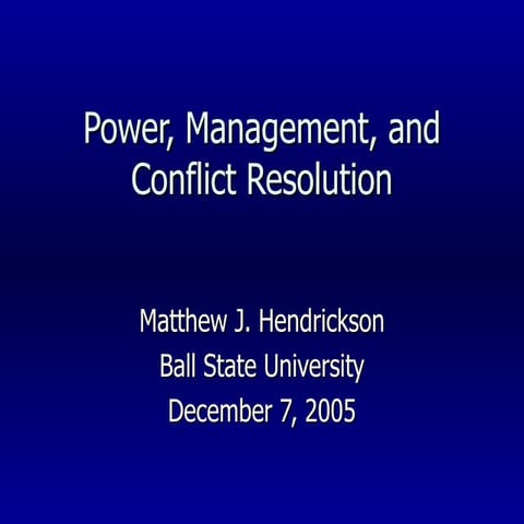 Power, Management, and Conflict Resolution | PPT