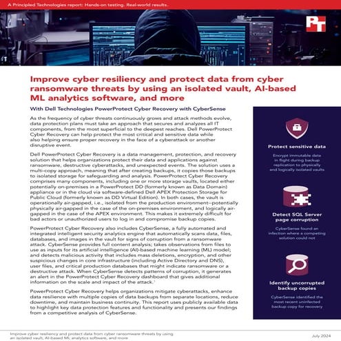 Improve cyber resiliency and protect data from cyber ransomware threats by using an isolated ...