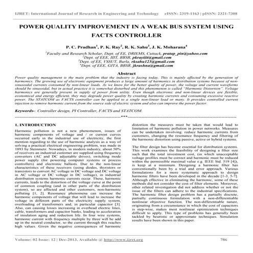Power quality improvement in a weak bus system using facts controller | PDF