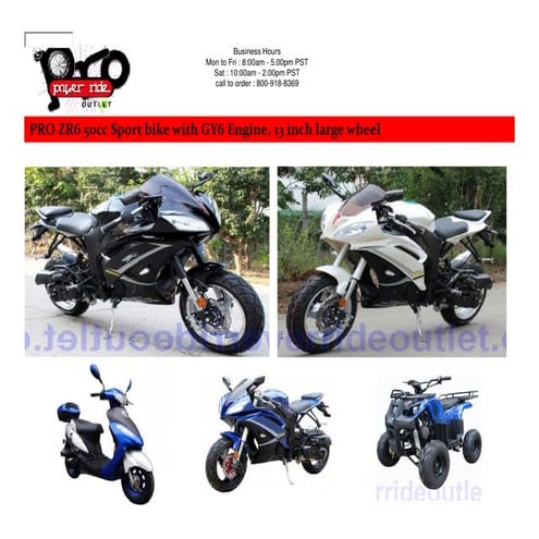 Powerrideoutlet pro zr6 50cc sport bike with gy6 engine | PPT