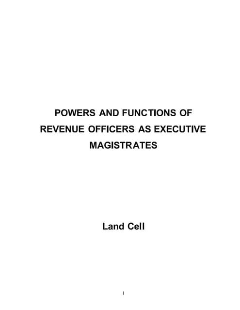 Role of Tahsildar as an Executive Magistrate.Duties and ...