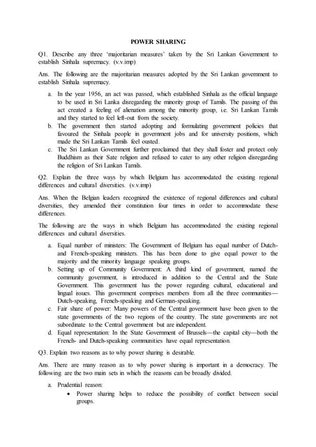 Power Sharing Chapter 1(Civics) class 10 | PPT