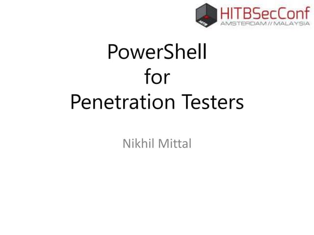 Workshop Powershell For Penetration Testers Ppt