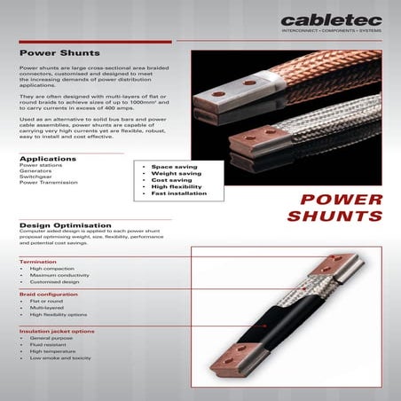 Power Shunts - Copper Braided Shunts For Switchgear & Transformers | PDF