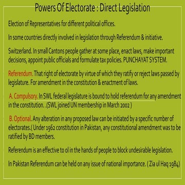 Elections and Powers of electorate | PPT