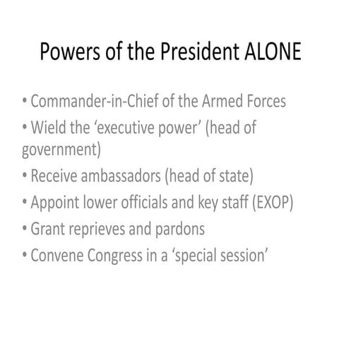 Powers of the president alone | PPT