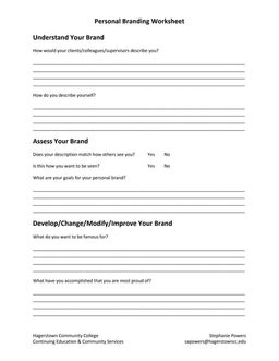 Defining Your Personal Brand Worksheet | PDF