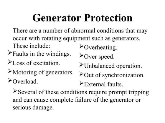 Protection Of Generator | PPTX