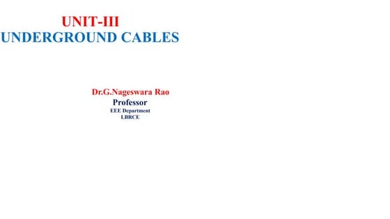 Design and construction of underground cable transmission line | PPTX