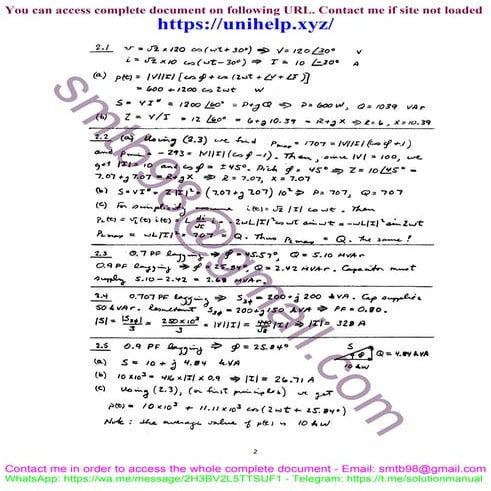 Solutions for Problems: Power Systems Analysis (2nd Edition) by Bergen and Vittal | PDF