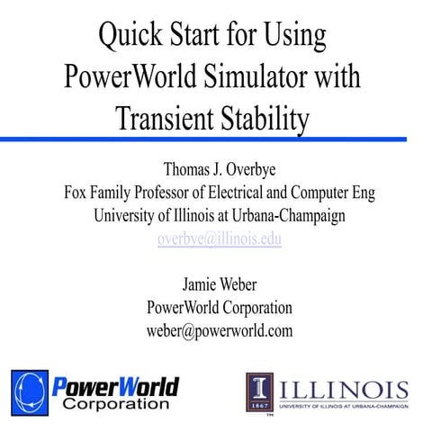 PowerWorld 15. Transient Stability Quickstart | PPTX