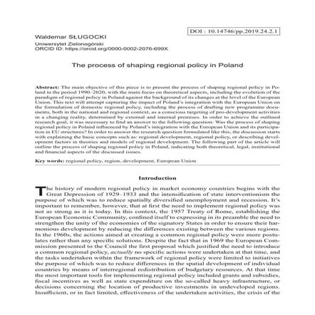 The process of shaping regional policy in Poland | PDF