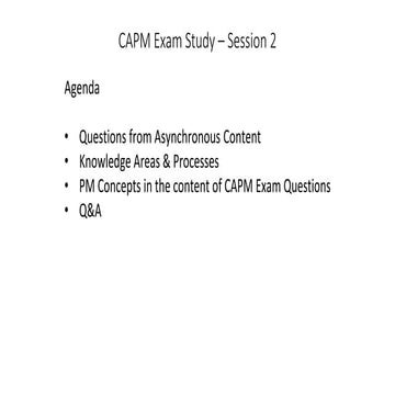CAPM Study Session 2 | PPT
