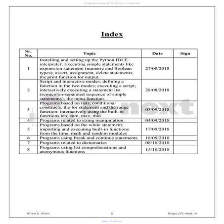 Python Programming-I Journal labs manual | PDF | Free Download