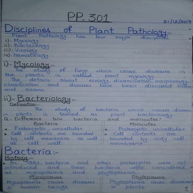 Plant pathology first samestar cours | PDF