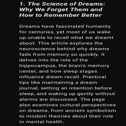 The Science of Dreams: Why We Forget Them and How to Remember Better | PDF