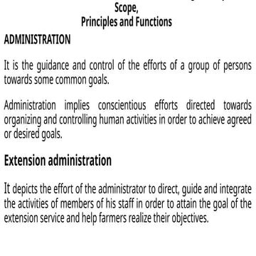 Extension administration, scope, principles and functions | PPTX