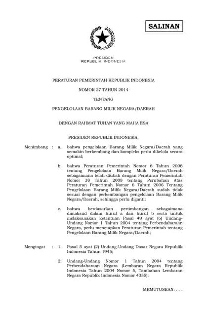 Pengelolaan barang milik negara | PPTX