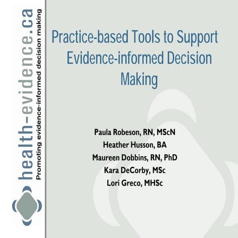 Practice-based tools to support evidence-informed decision making | PDF