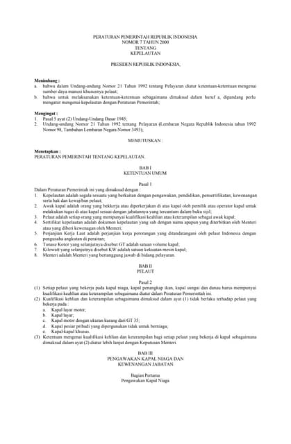 1. Kelaiklautan Kapal dan Keselamatan Kapal | PPT