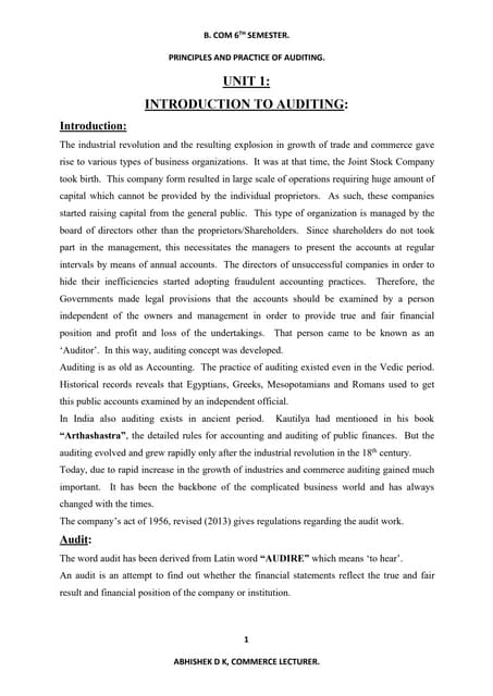 Objectives of auditing | PPT | Business Accounting & Finance | Business