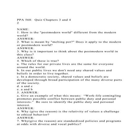 PPA 568 Quiz Chapters 3 and 42NAME 1. How is the postm.docx | Politics