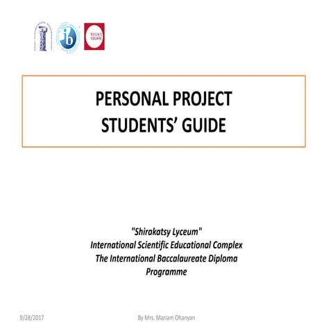 Personal Project Guide by Mrs. Mariam Ohanyan | PPT