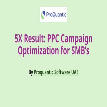 5X Result: PPC campaign optimization for SMB's | PPT