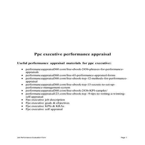 Ppc executive performance appraisal | DOCX | Resume Writing and Advice ...