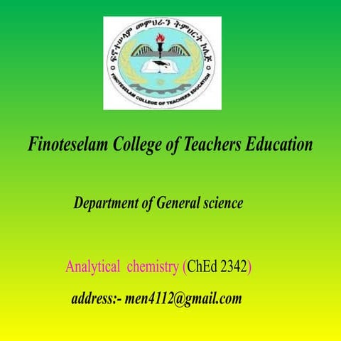 analytical chemistry (ChEd 2342) power point presentation | PPT | Free ...