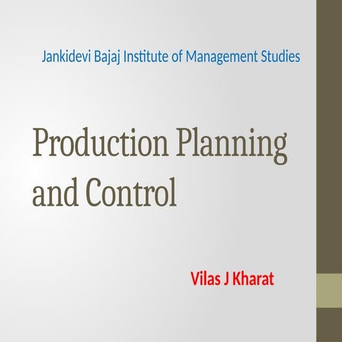 introduction TO PRODUCTION PLANNING AND CONTROL | PPTX