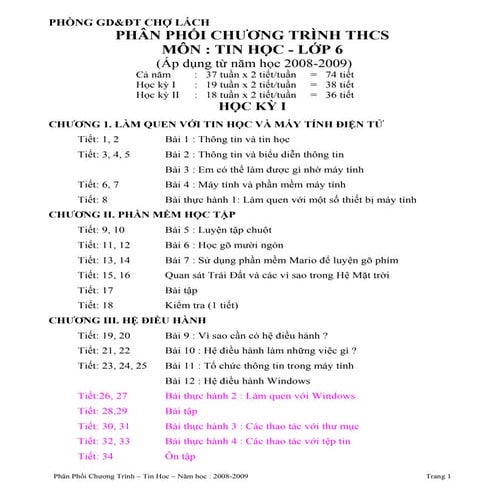Ppct Tin học 6 7-8 | PDF