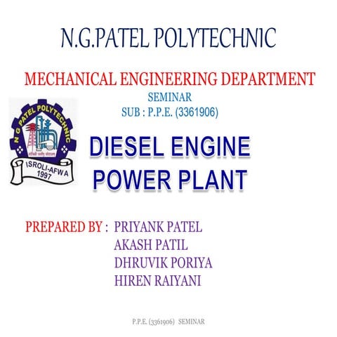 DIESEL ENGINE POWER PLANT | PPTX