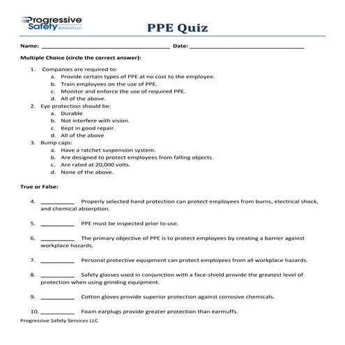 PPE quiz question | PDF