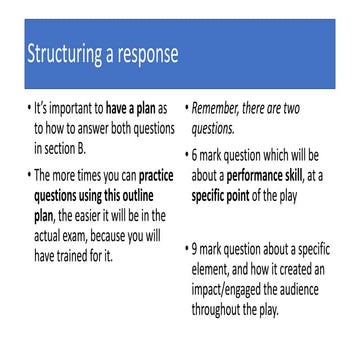 GCSE Drama: Live Performance Evaluation- structuring your responses and ...
