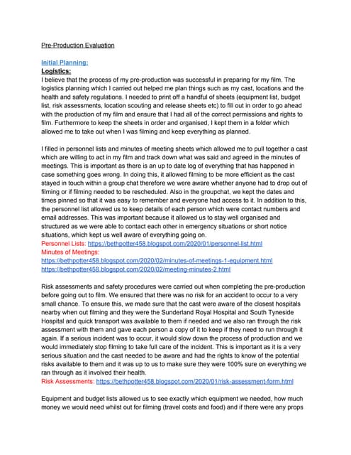 Pre-Production Documents | PPT