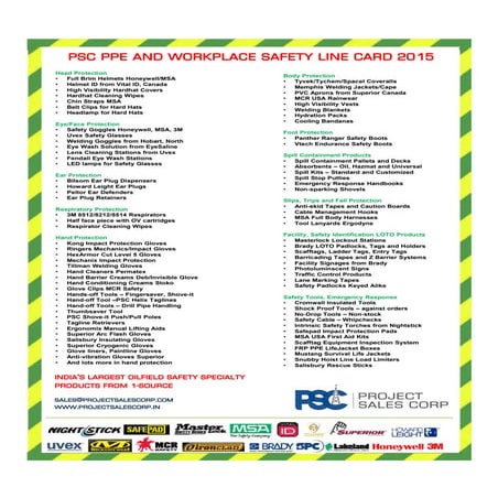PPE Safety Linecard 2015, India | PDF