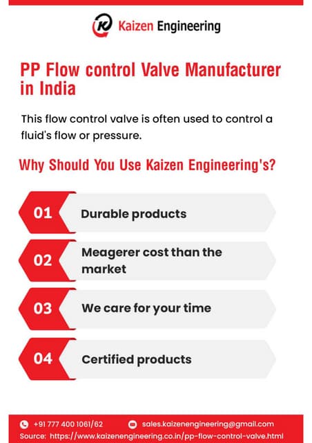 Flow control Valve Manufacturer in India- Kaizen Engineering Company | PDF