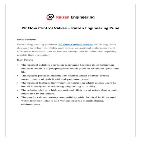 PP Flow Control Valves – Kaizen Engineering Pune | PDF