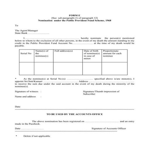 Ppf nomination form 'e' | PDF